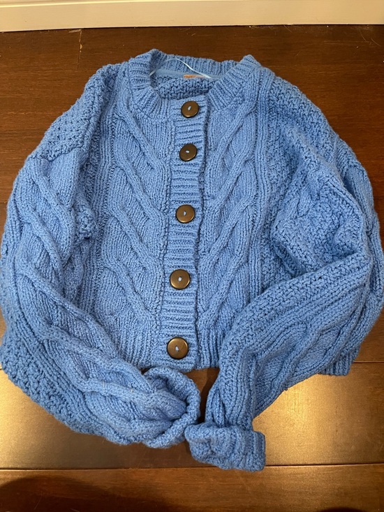 Free People | Sweaters | Free People Blue Bonfire Cable Knit Cardigan ...